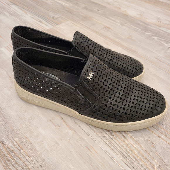 Michael Kors | Shoes | Michael Kors Laser Cut Black Slipon Shoes Size ...